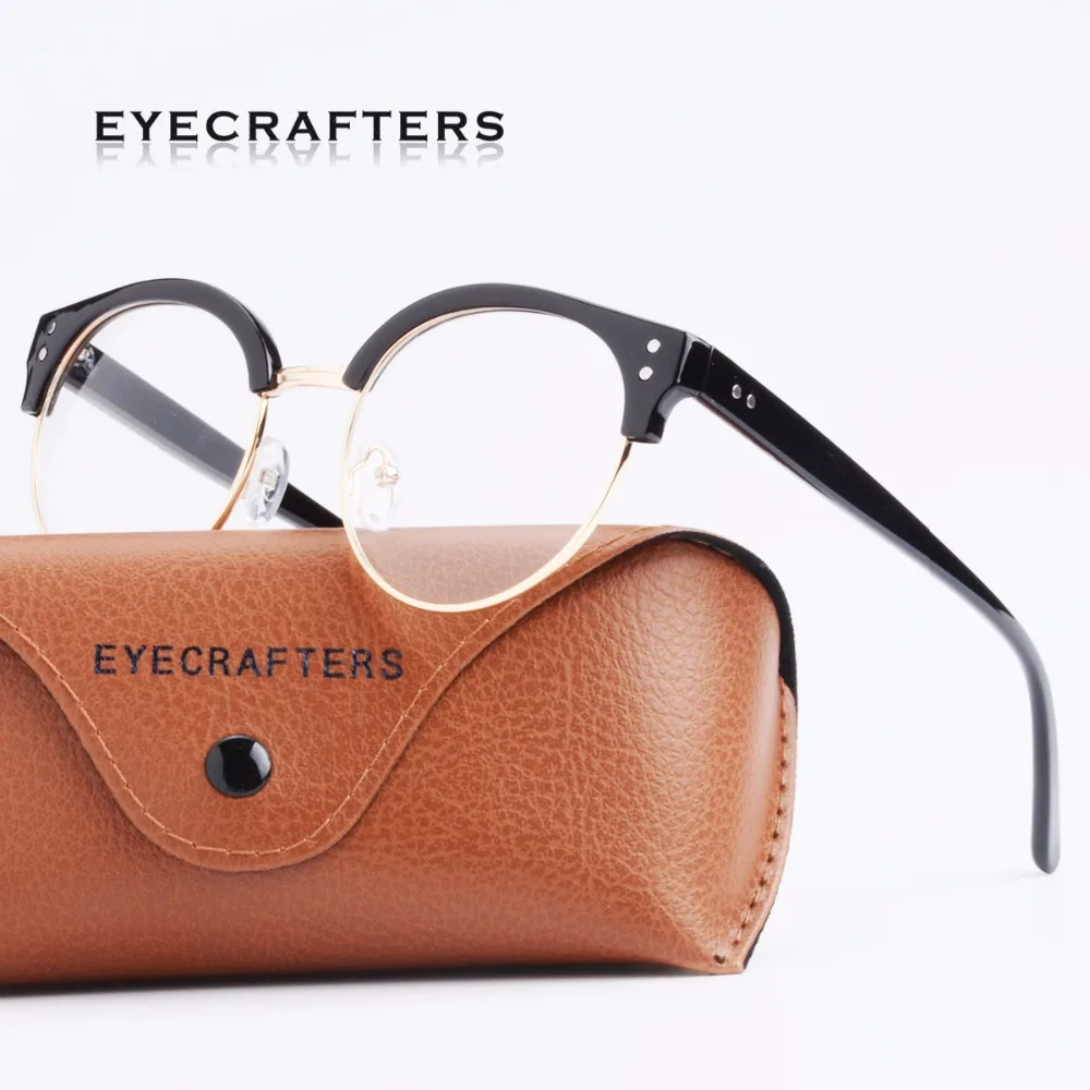 Fashion Black Classic Metal Half Frame Retro Optical EyeGlasses Frame ...