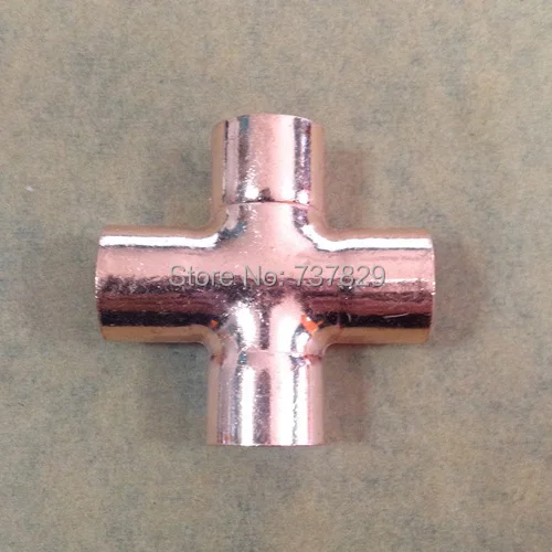 5pcs G1/2 (15*1mm) Red Copper Cross Fitting Copper Pipe Connectors ...