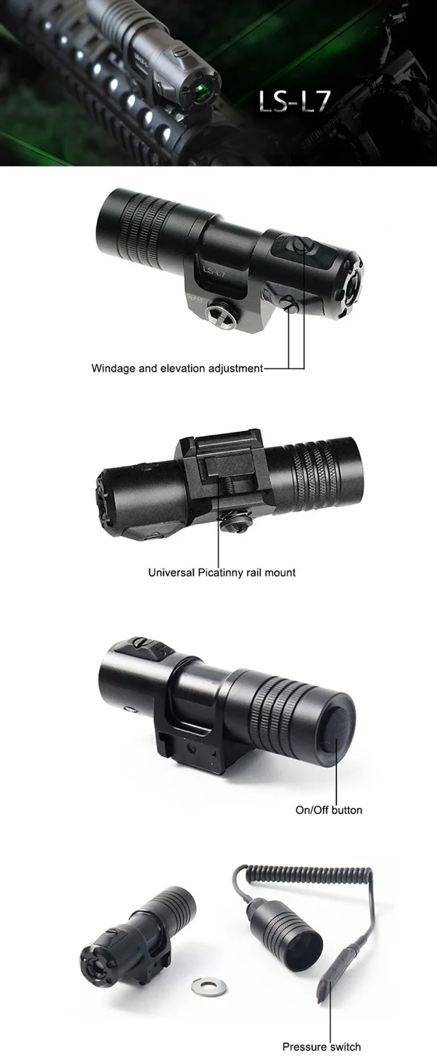 LS-L7 Military Picatinny Rail Mounted IR Laser Sight Hunting Shooting ...