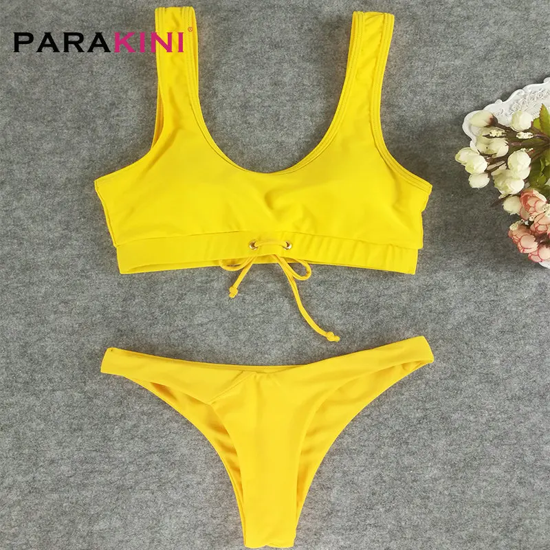 Parakini Swimwear 2019 Yellow Bikinis Women Swimsuit Beachwear Padded