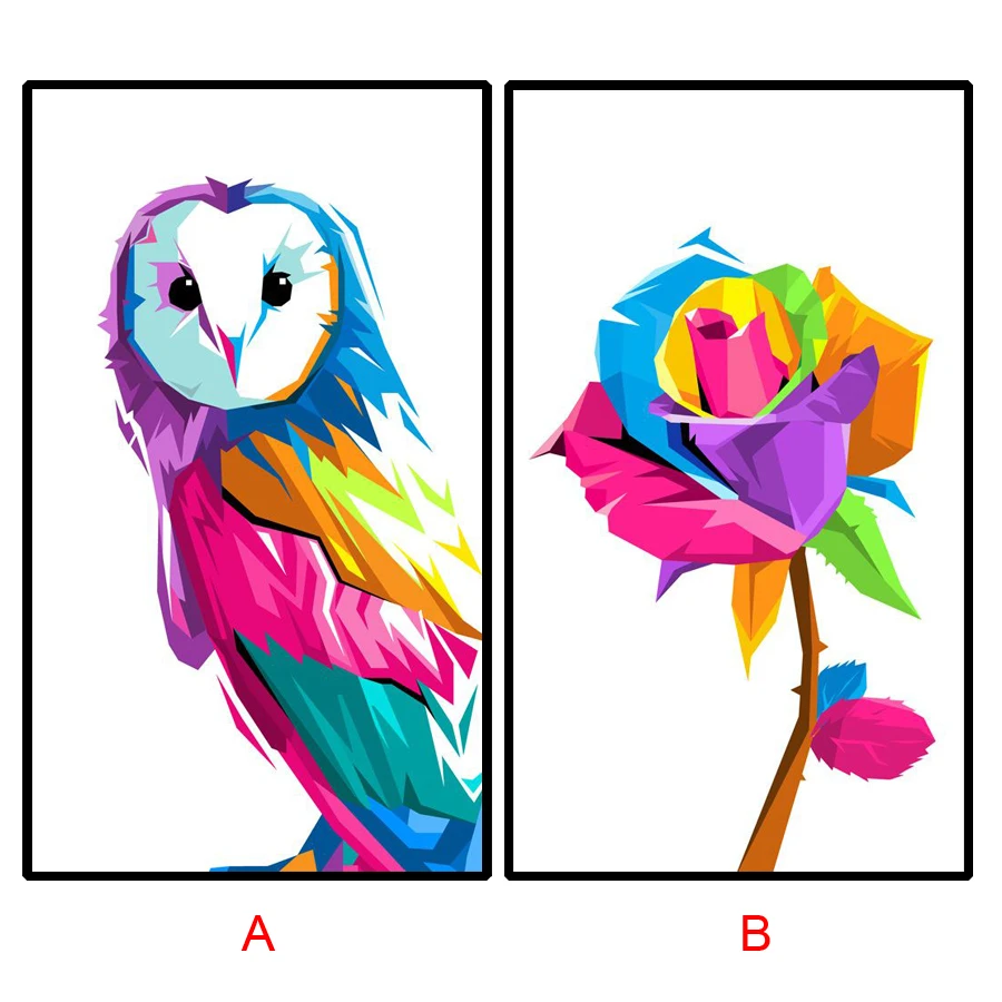 Pintura de diamante 5d Diy, Kits de punto de cruz, búho Pop cubista y ...