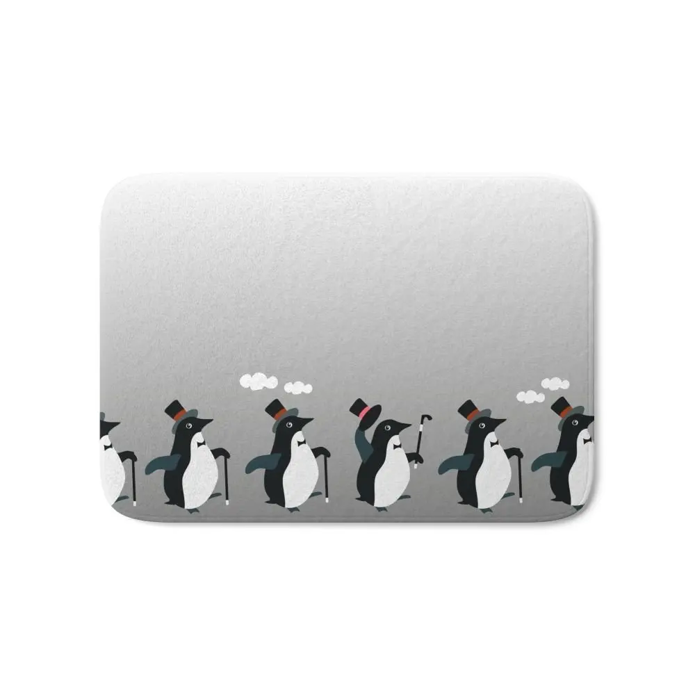 Penguin Parade Bath Mat Mats Welcome Home Entrance Door Floor Flannel ...