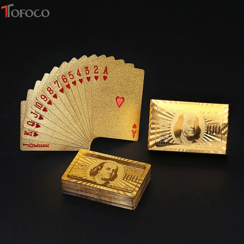 TOFOCO Golden Playing Cards Poker Set Magic Card 24K Gold Plastic foil ...