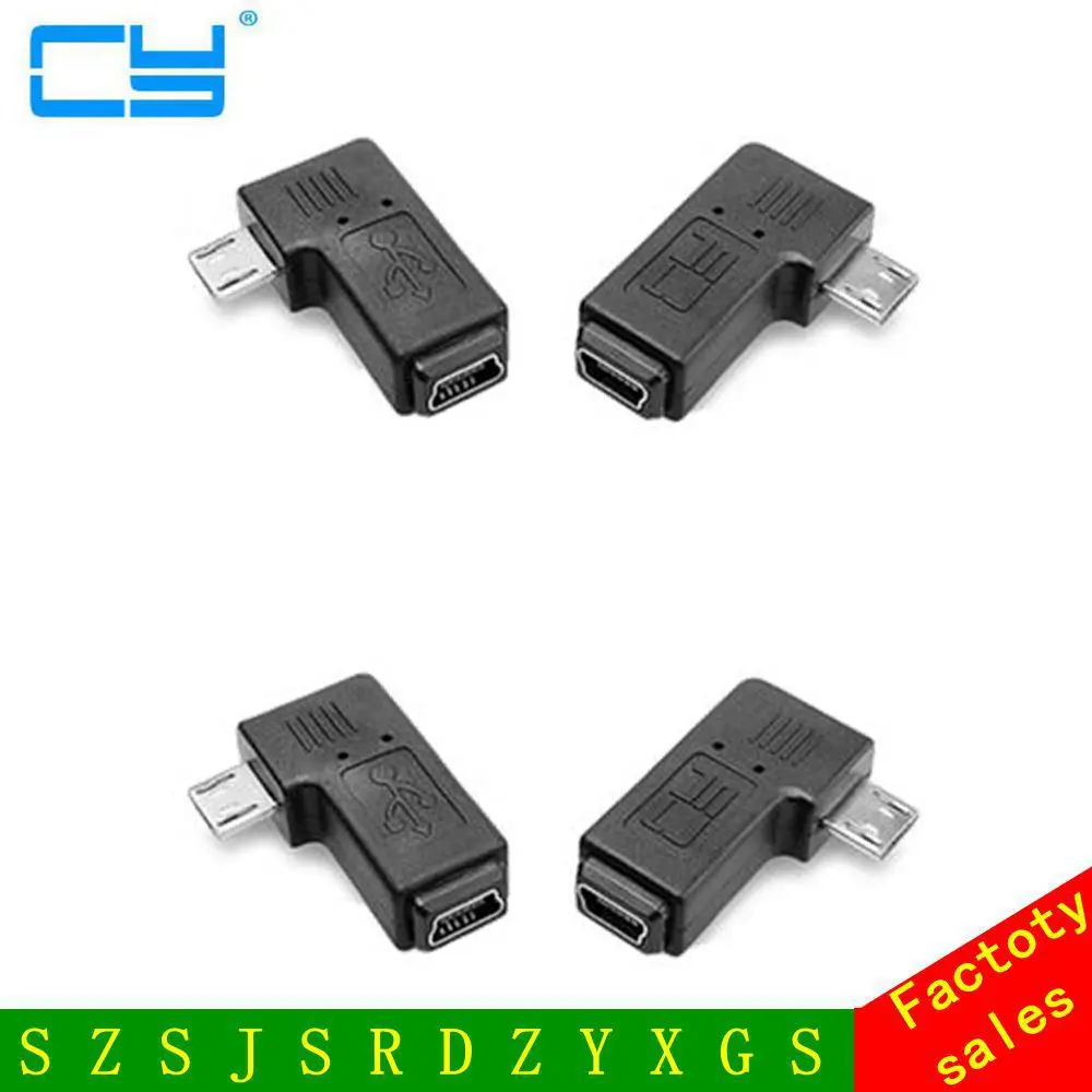 90 Degree Left & Right Angled Mini Usb 5pin Female To Micro Usb Male ...