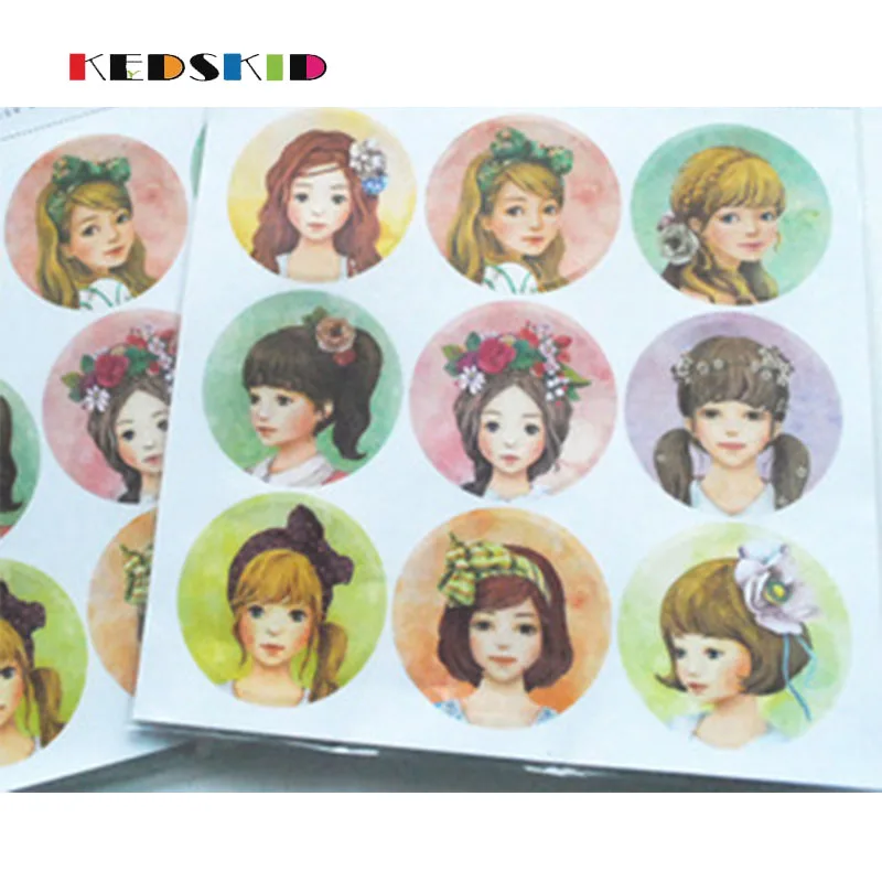 6 pcs/set fashion kawaii Cartoon Cute little girl style Stickers for ...