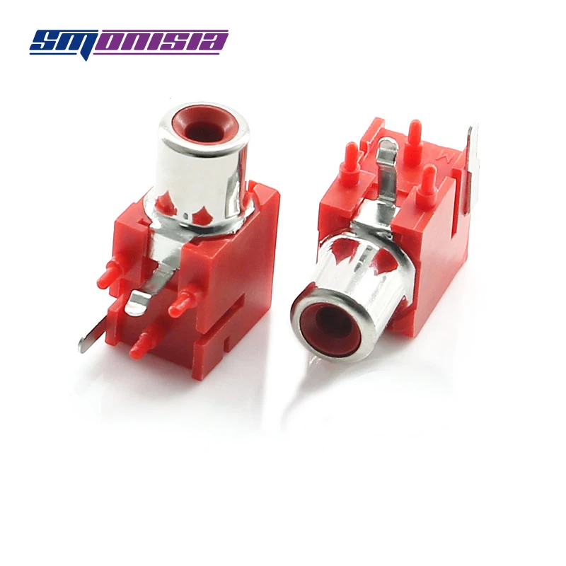 20pcs Red 3 Feet 3P AV Lotus Plug Socket Audio Signal Input Single Hole ...