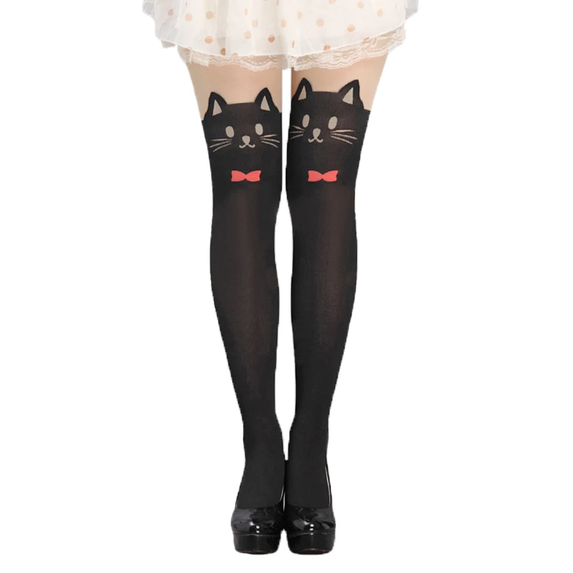 Women Stockings Pantyhose Ribbed Over Cute Cat Rabbit Sexy Slim Tights