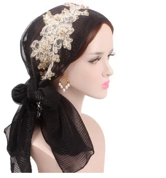 Wholesale Shinny Muslim Hijab Cap Pleated Headscarf Golden Starry ...