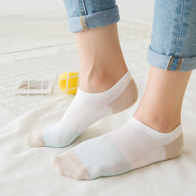 New Pattern Summer Women Socks Mesh Hosiery Thin Strips Short Socks ...