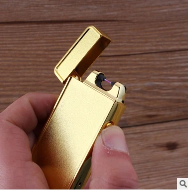 Windproof USB Electronic Lighter Metal Case PU Cover Flameless ARC ...
