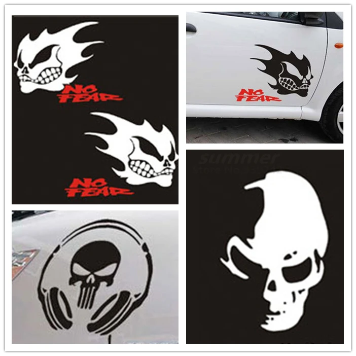 Cool-skull-funny-Car-Sticker-Waterproof-Reflective-Car-Decal-On-Rear ...