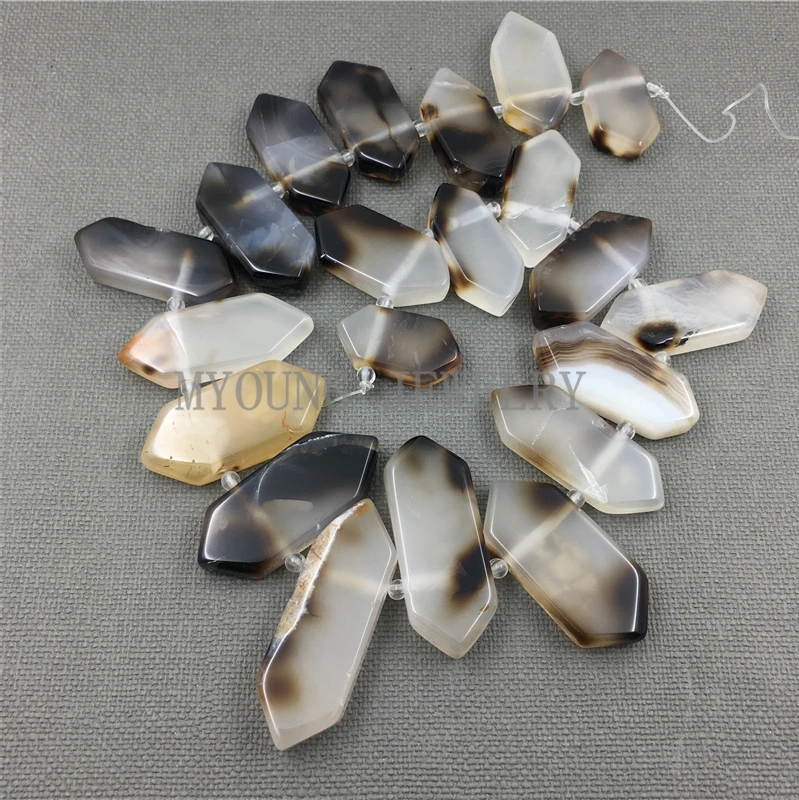 MY1181 Double Terminated Hexagon Slab Brown Agates Slice Pendant beads ...