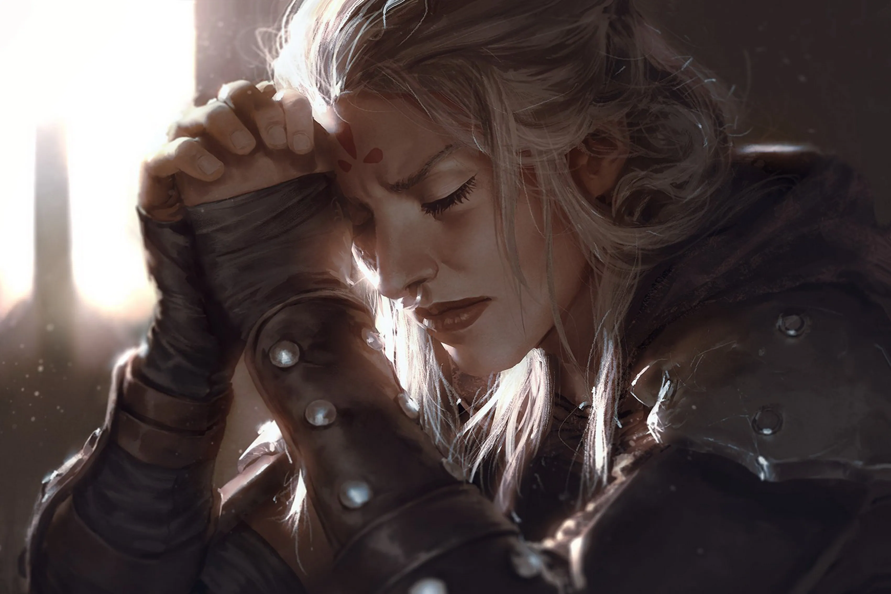 Fantasy sad emotion mood woman portrait warrior Living room home art ...