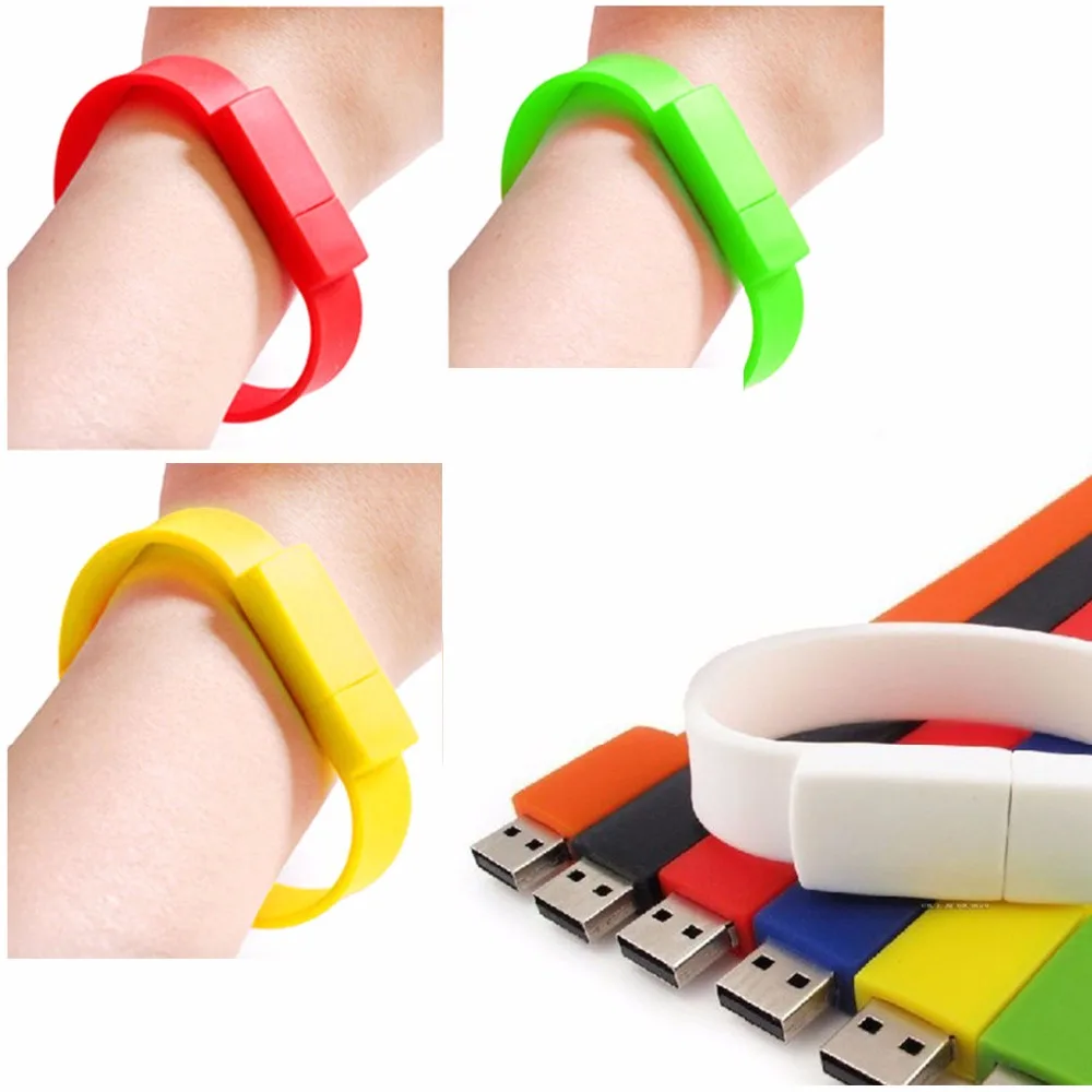 Yellow Red Green Blue White Black White Wrist Band Bracelet USB 2.0 ...