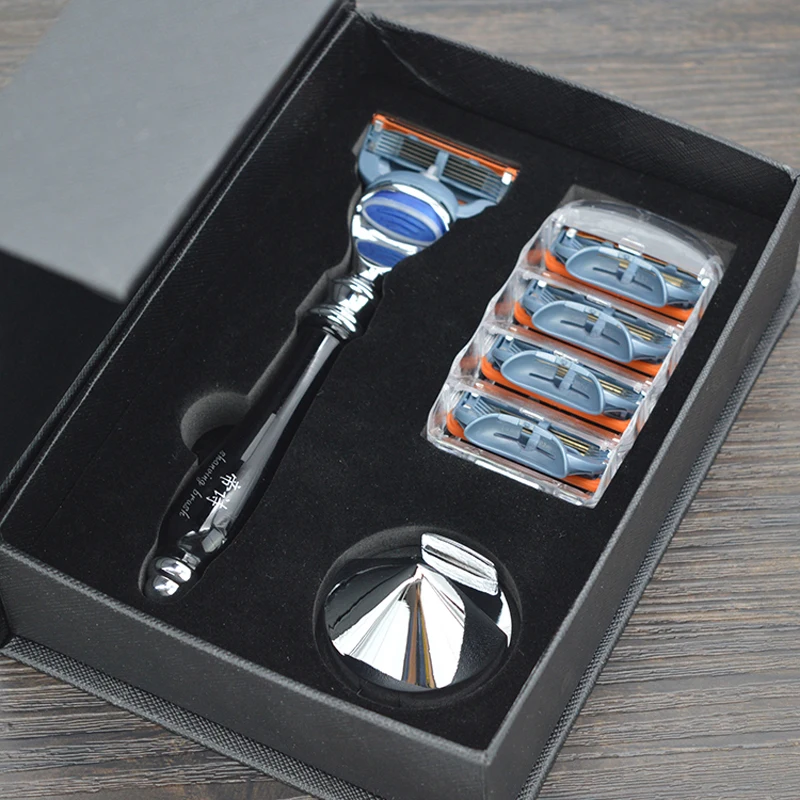 Dscosmetic luxury black color 5 layer blades men shaving razor with ...