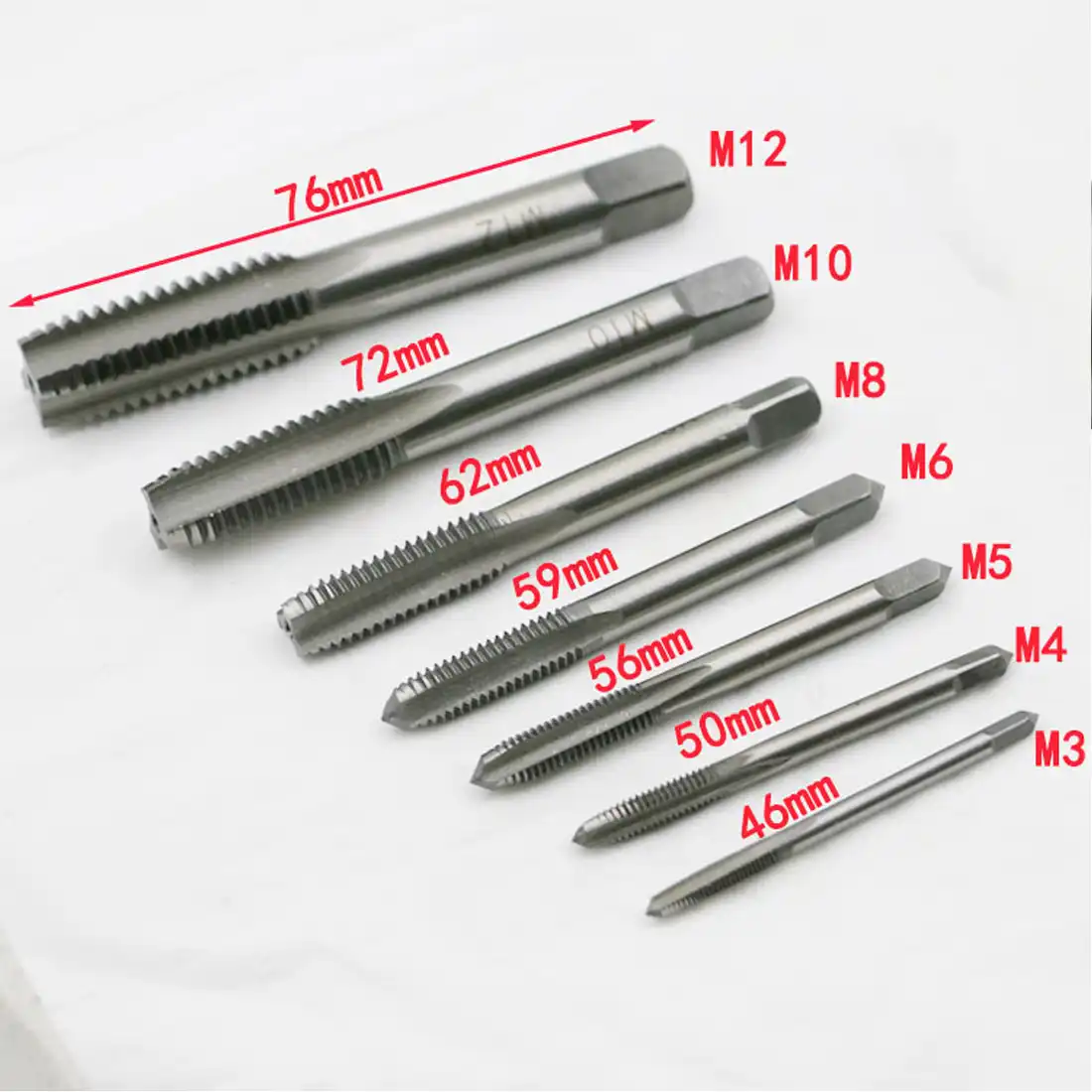 M11 M12 x 0.5mm 0.75mm 1mm 1.25mm 1.5mm 1.75mm Metric HSS Right Hand ...