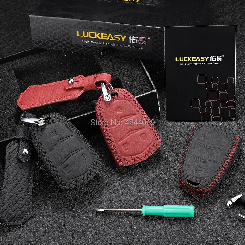 LUCKEASY Car Keychain Keyring Key Bag Key Fob Central Key Cover For Cadillac SRX 2015|Key Case ...