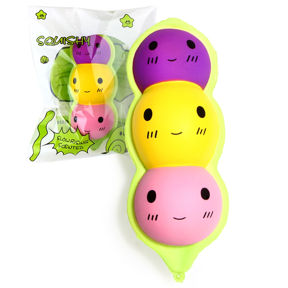 14CM Kawaii Face Pea Squishy Bean Soft Slow Rising Scented Kid Toy Gift ...