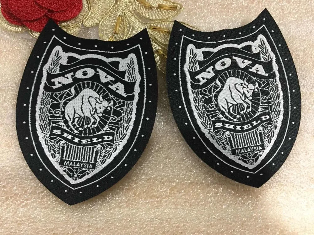 NOVA Shield Customized woven patches Laser Cut/Over locking patches SEW ...