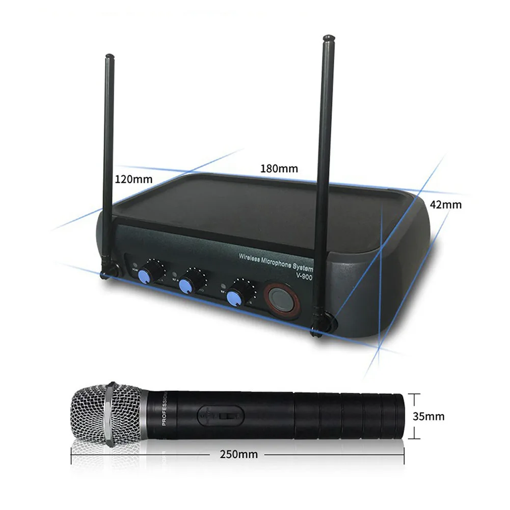 2Pcs Pro Handheld VHF Wireless Microphone Home KTV Kareoke Speech Mic ...