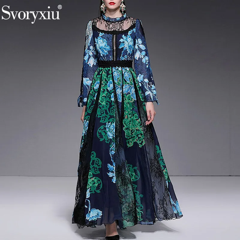 Svoryxiu элегантное подиумное летнее платье макси с длинным рукавом ...