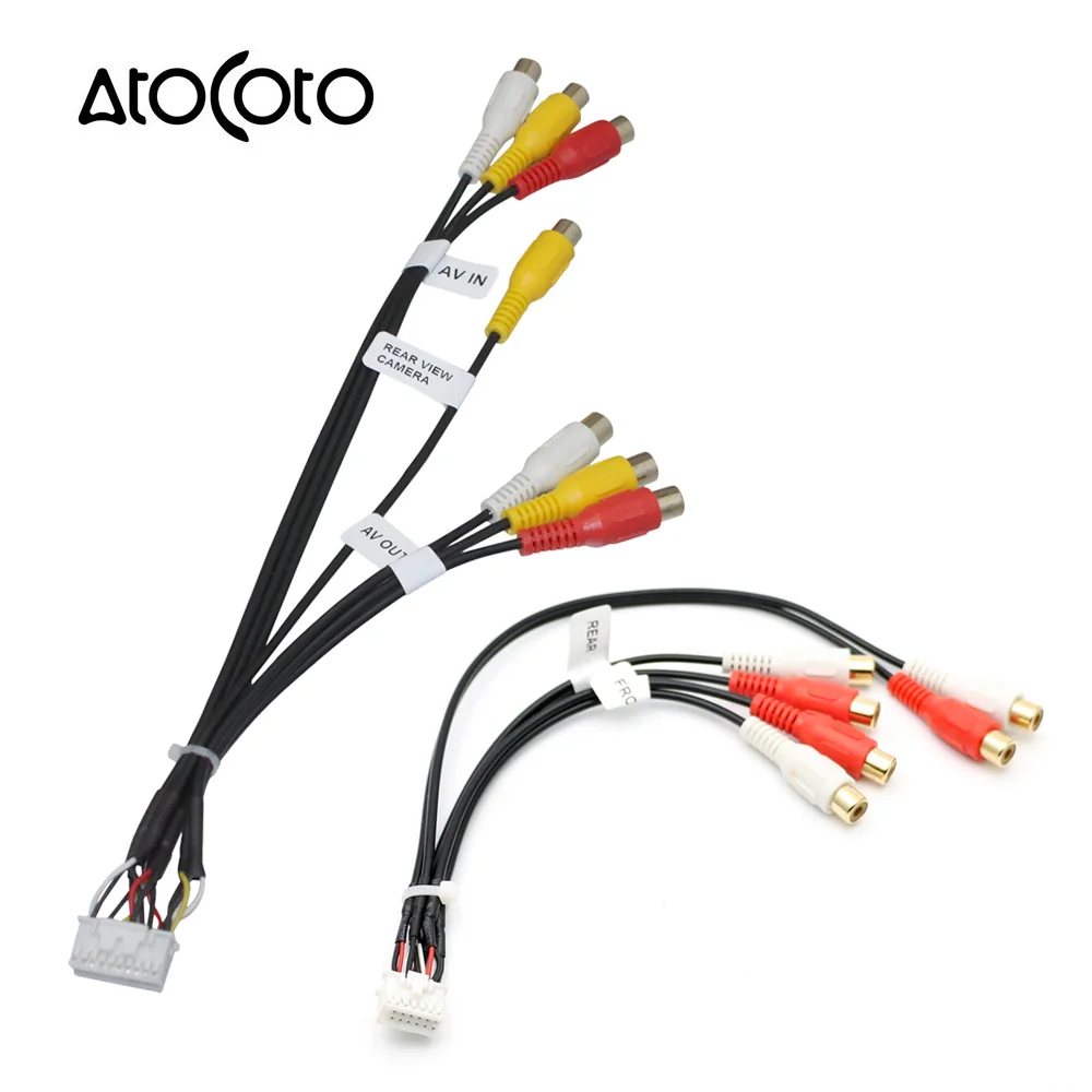 14 / 20 Pin Plug Car Stereo Radio RCA AV IN Output Wire Harness Wiring ...