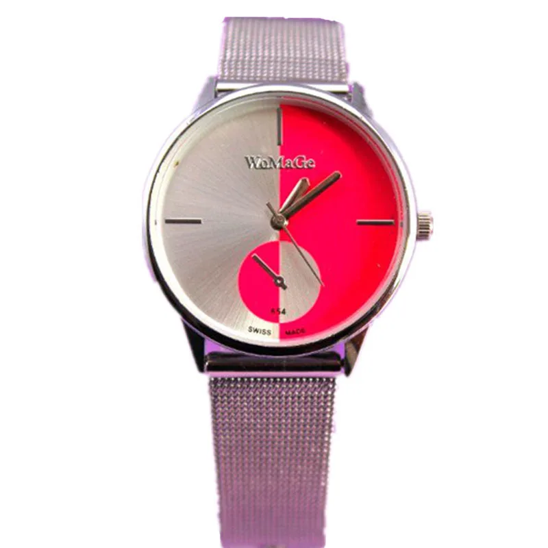 new lady luxury silver grid steel band fashion 11 colors dial precise ...