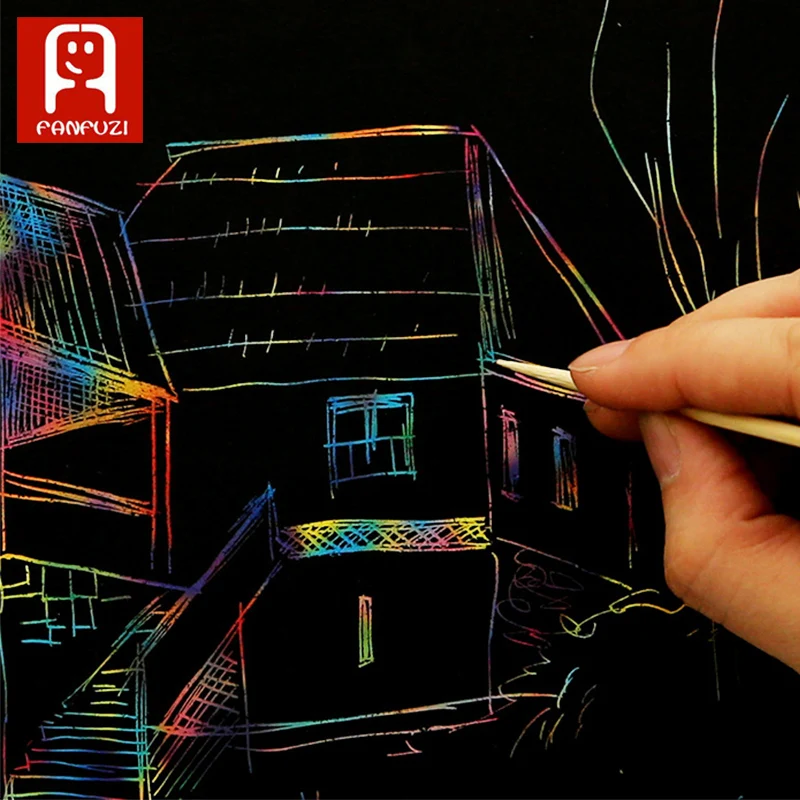 A4 Creative Painting Children's Colorful Color Sand Scraping Scraping ...