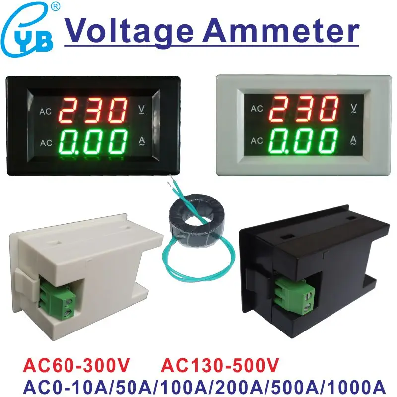 YB4835VA-LED-Digital-Voltmeter-Ammeter-AC-60-300V-130-500V-Voltage ...