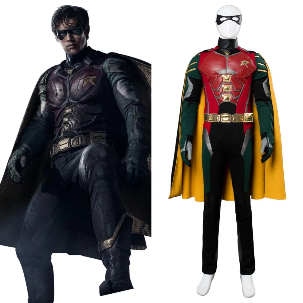Titans Robin Cosplay Costume Richard Grayson Costume Outfit Cape Adult ...