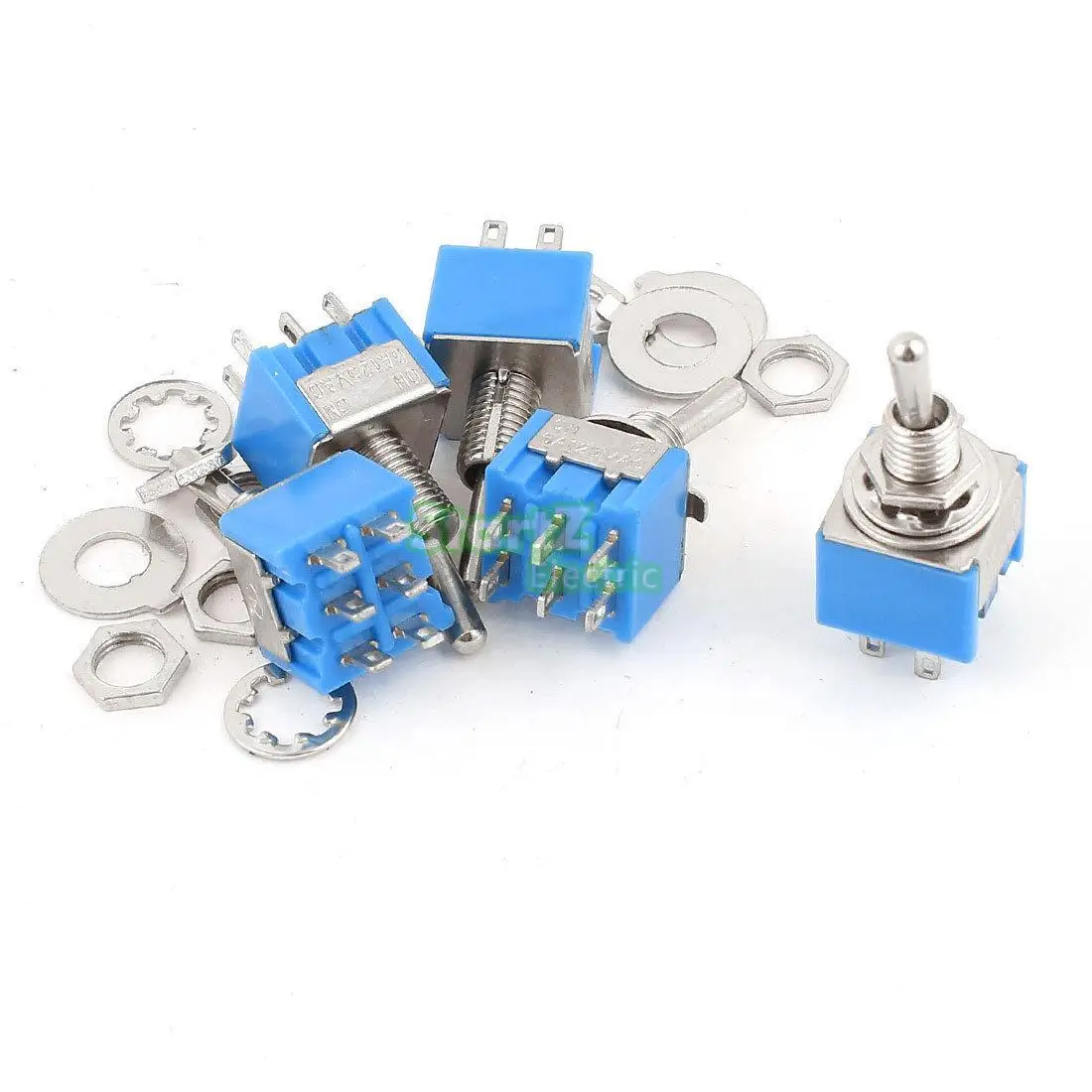 5Pcs DPDT ON OFF ON 3 Positions 6 pin Latching Miniature Toggle Switch ...