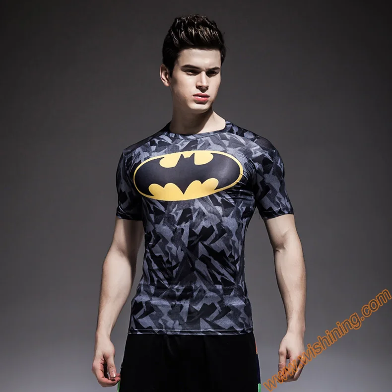 Compression Shirt Batman T Shirts Marvel Superhero Clothing Black