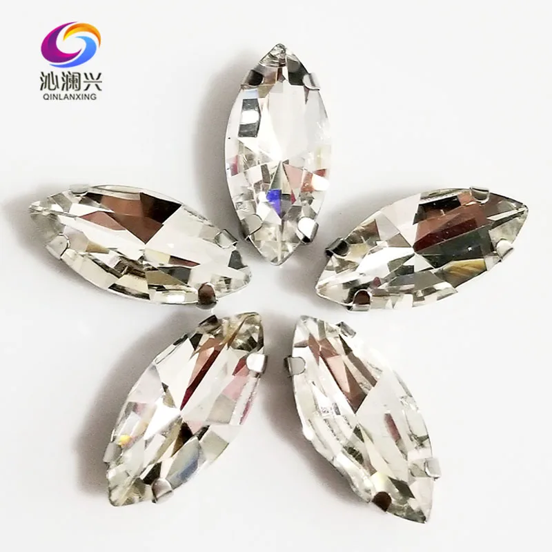 White-Eye-Shape-High-quality-Glass-Crystal-Flatback-Sew-on-Rhinestones ...