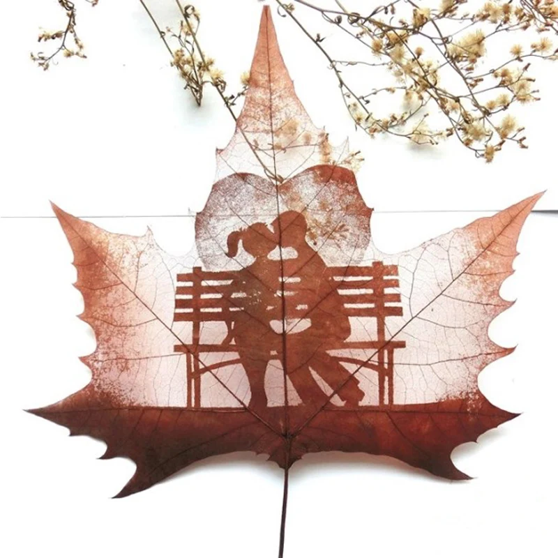 18-25cm Chinese Traditional Art Leaf Carving French Phoenix Tree Leaves ...