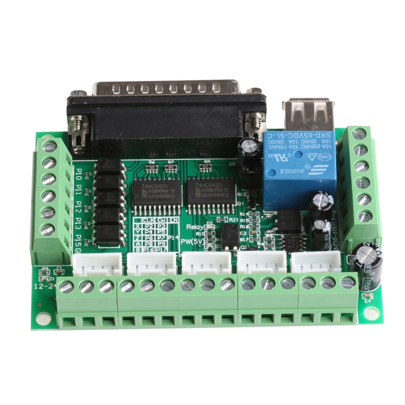 5 Axis CNC Breakout Board With Optical Coupler For MACH3 Stepper Motor ...