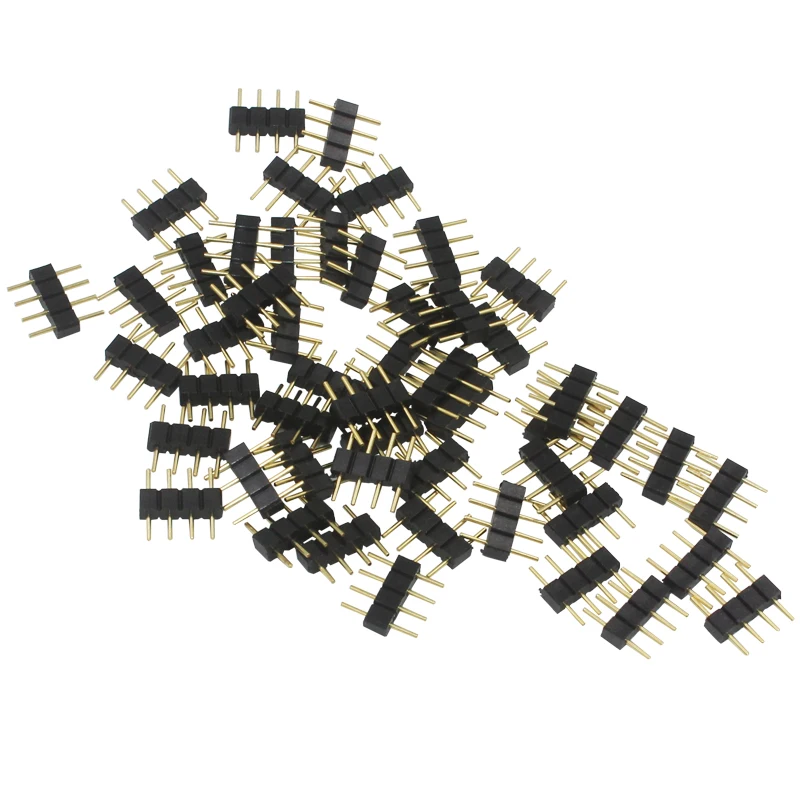 100pcs 4 Pin header copper plated Male Row Pin Terminal Pin Header ...