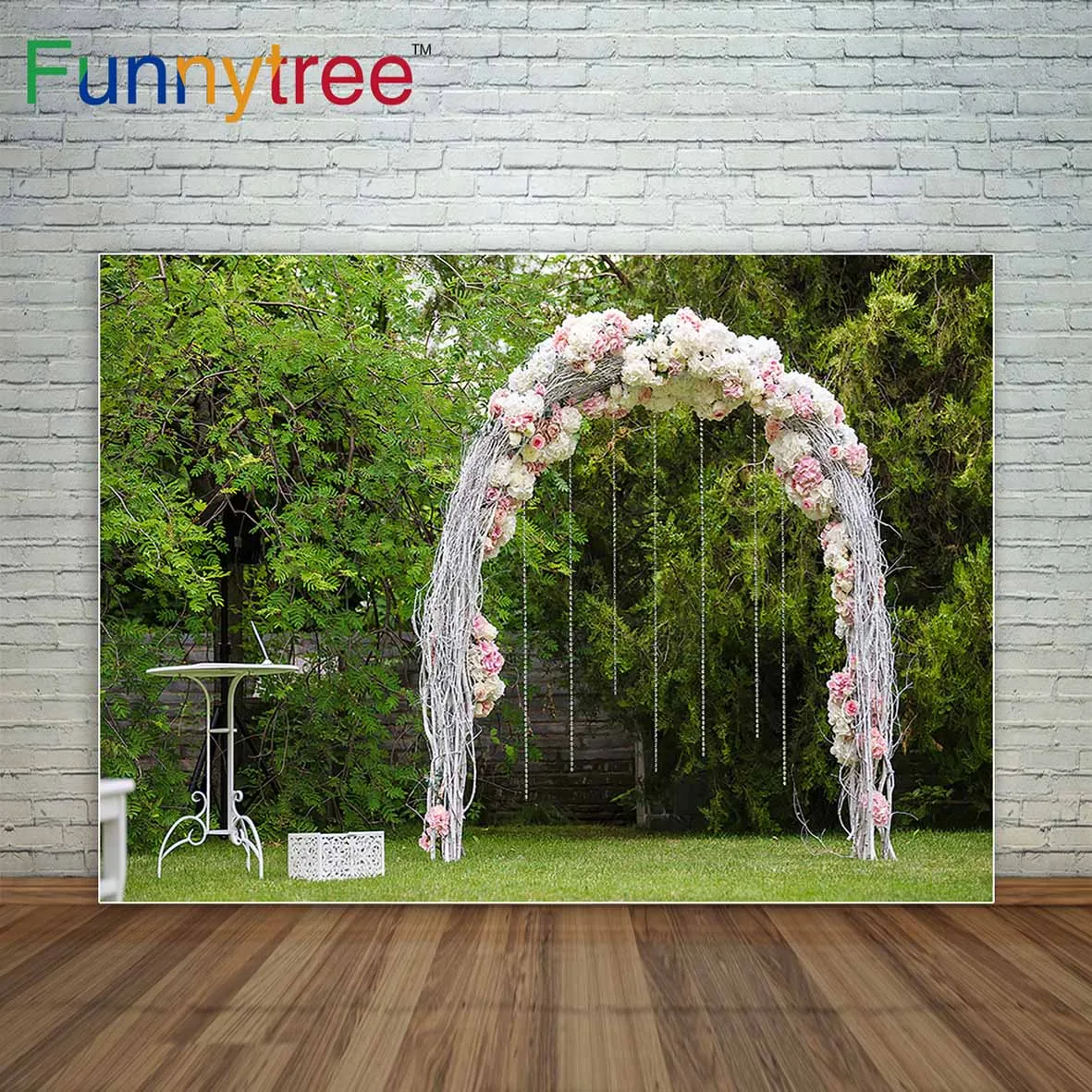 Outdoor Engagement and Wedding Background Flower Arches Tree Garden ...