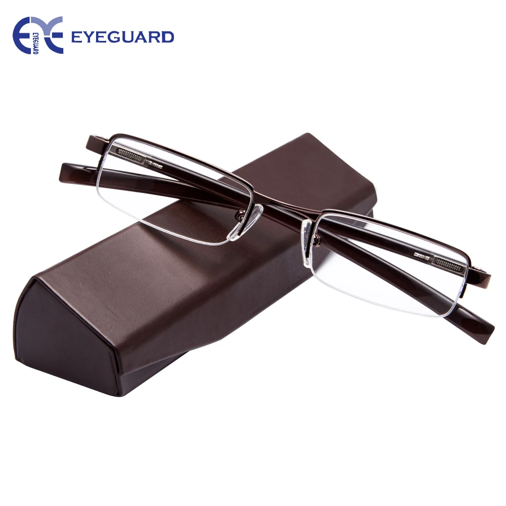 Eyeguard Half Rim Metal Frame Mini Lens Reading Glasses Readers Unisex With Hard Case In Womens