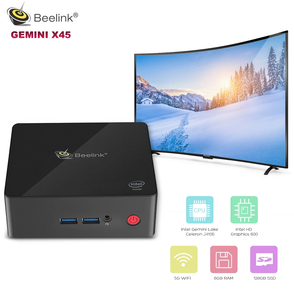 Beelink Gemini X45 Smart TV Box Mini PC Intel Gemini Lake Celeron J4105 ...