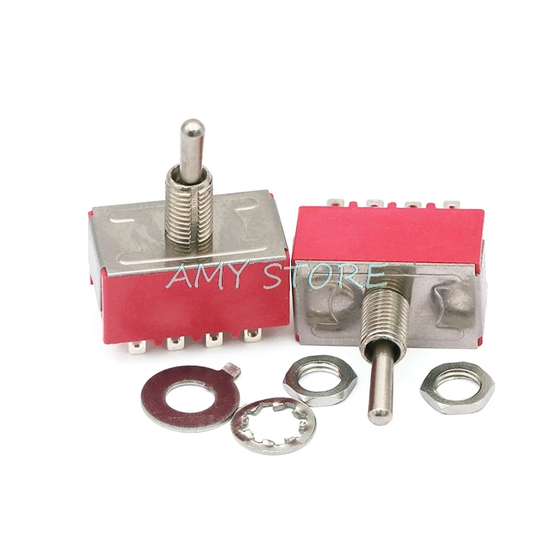 10Pcs 12 Pin Ternimals Mini Toggle Switch 4PDT ON-ON/ON-OFF-ON Latching 2A250V/5A125VAC MTS-402 ...