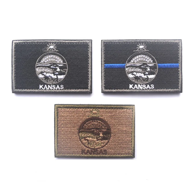Kansas State Flag Tactical Morale Patch 3"x2" KANSAS Flag Embroidered ...