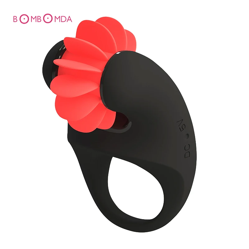 Delay Ejaculation Cock Ring Vibrator With Electric Tongue Usb Charging