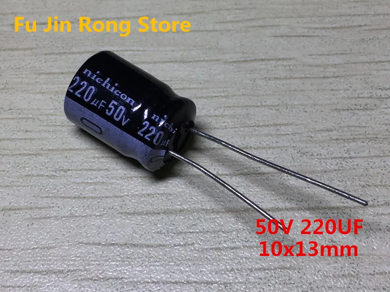 Original 10pcs/lot 50V 220UF 10x13mm Aluminum electrolytic capacitor ...