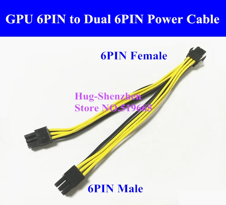 DHL PCI E pcie GPU 6 PIN 2*3Pin female to Dual PCI E Video Card 6pin ...