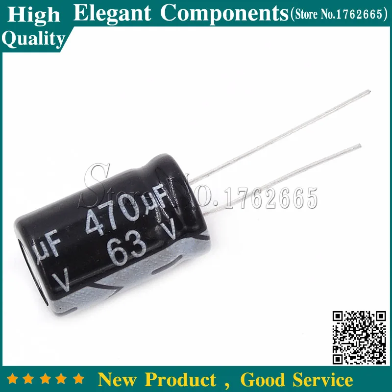 10PCS 470UF 63V 63V 470UF Electrolytic Capacitor 63 V / 470 UF Size 13 ...