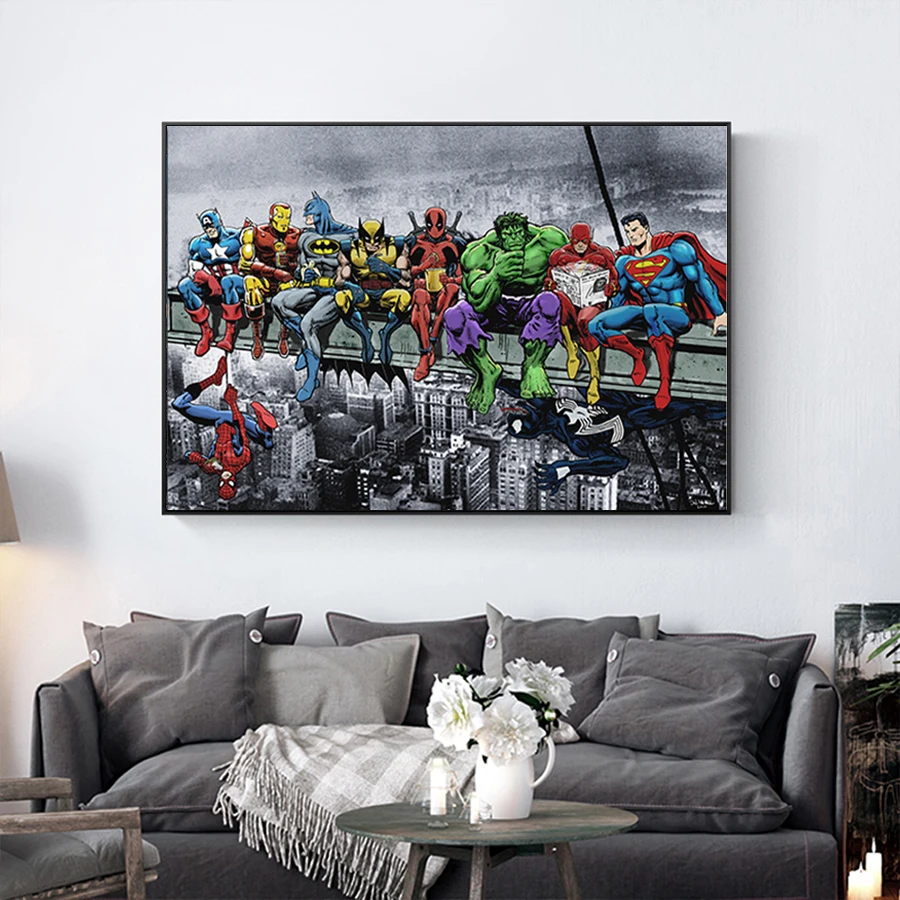 Superhero Avenger Flash Cartoon Canvas Painting Art Print Poster ...