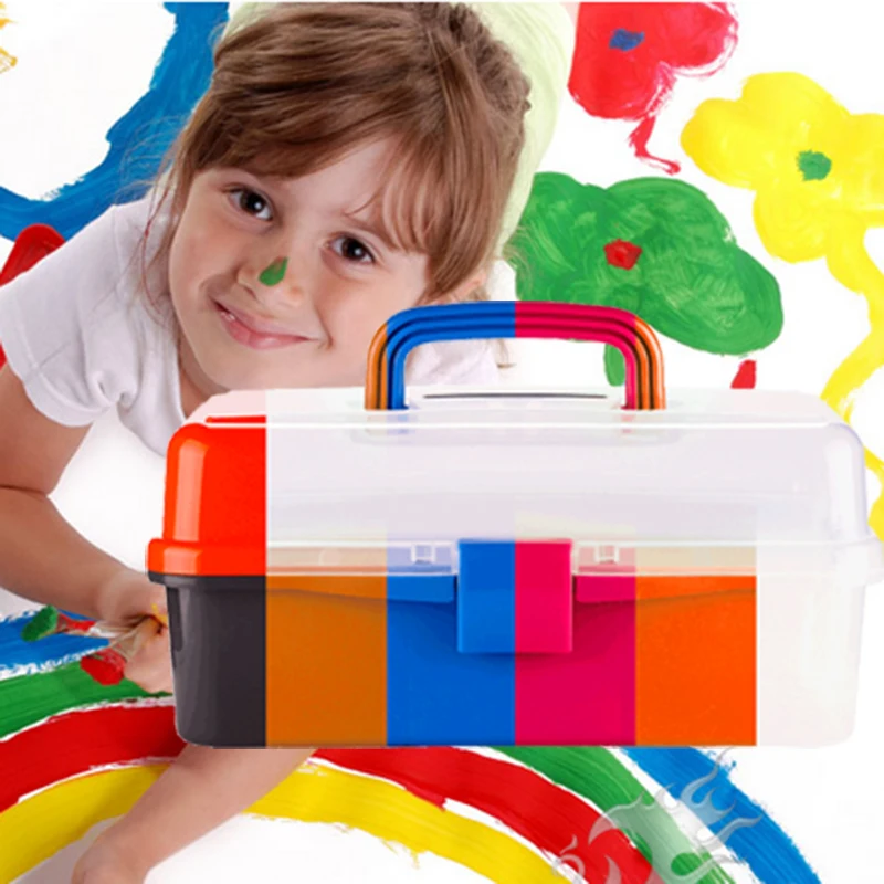 13 inch New material children's art box art box three painting toolbox ...