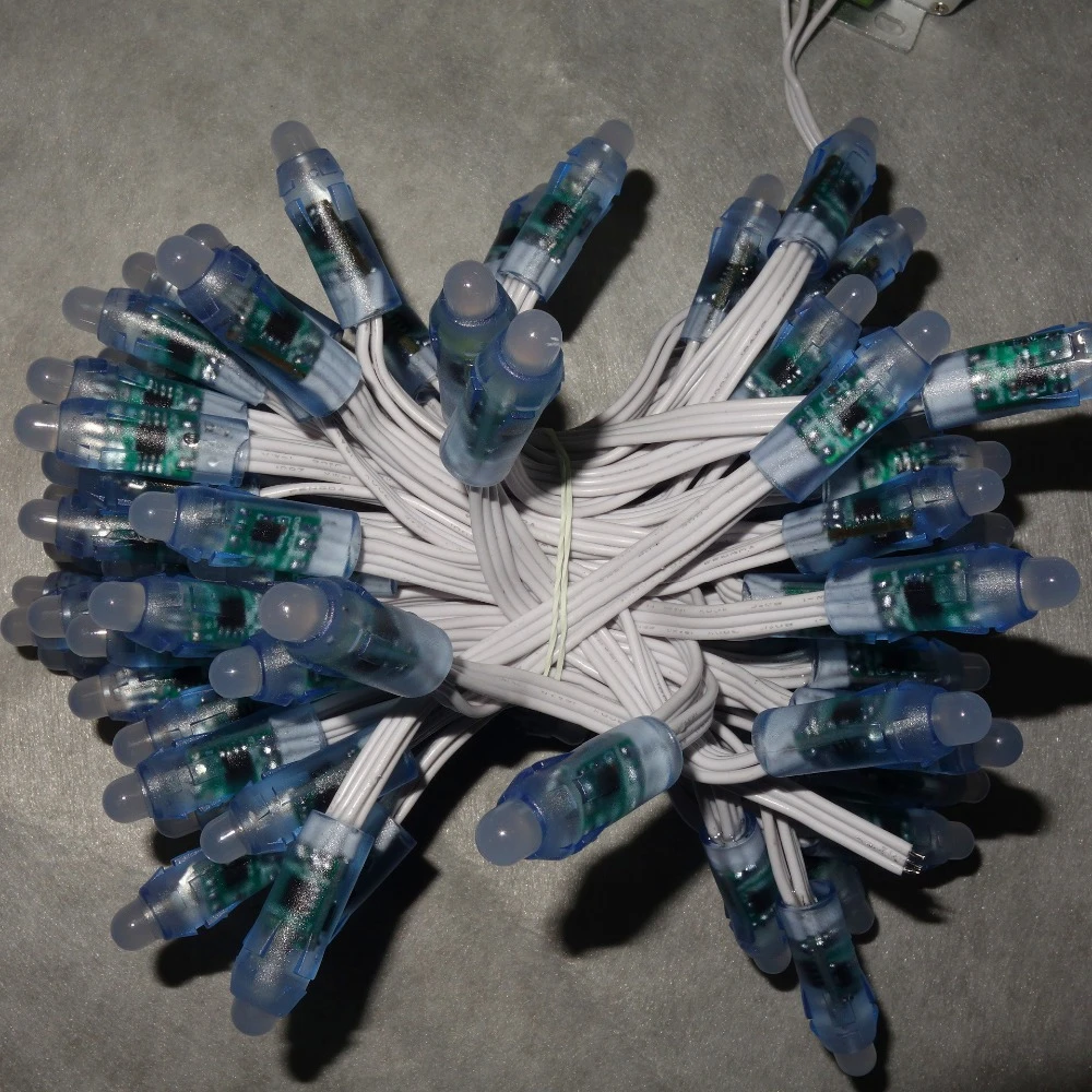 18awg Wire 100pcs/string Dc12v 12mm Ws2811 Addressable Rgb Led Smart ...