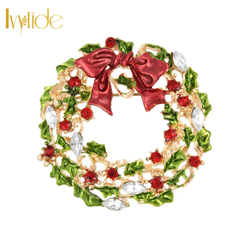 Lvytide Christmas pins Red and green flower hoop brooches Large ...