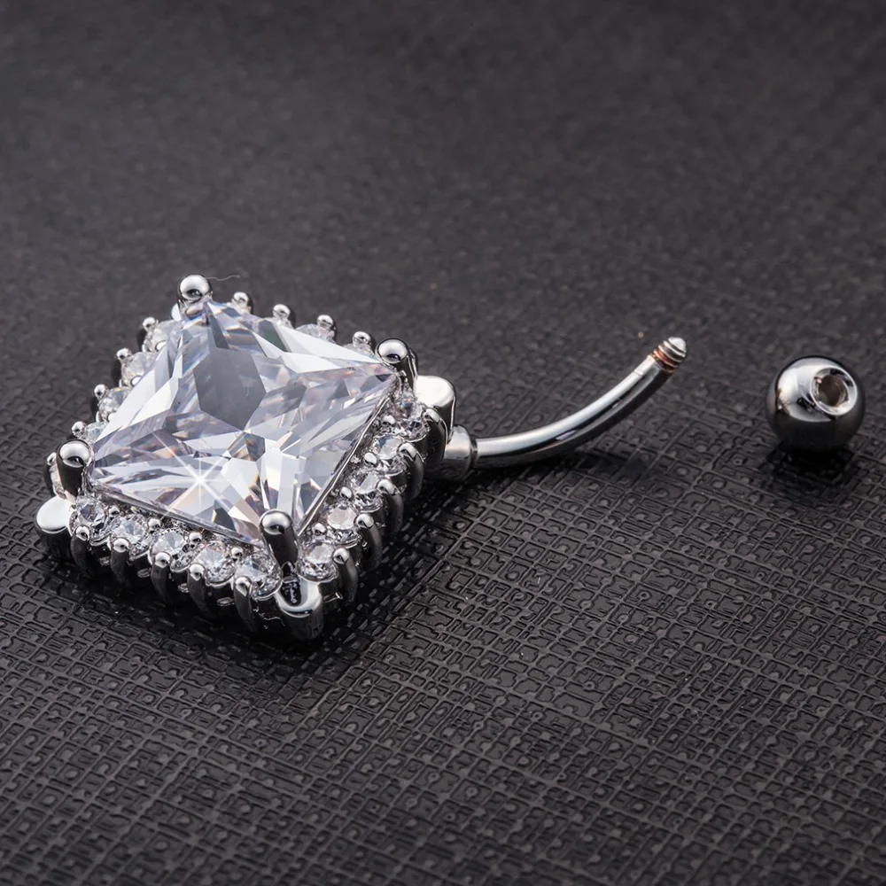 Fashion Simple Zircon Style Navel Piercing Surgical Steel Belly Button ...